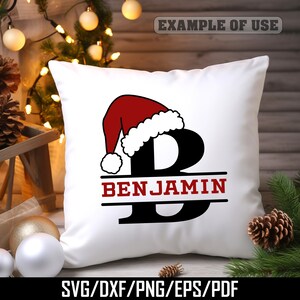 Christmas Split Monogram Svg Alphabet PNG Bundle, Santa Hat A-Z Letters ...