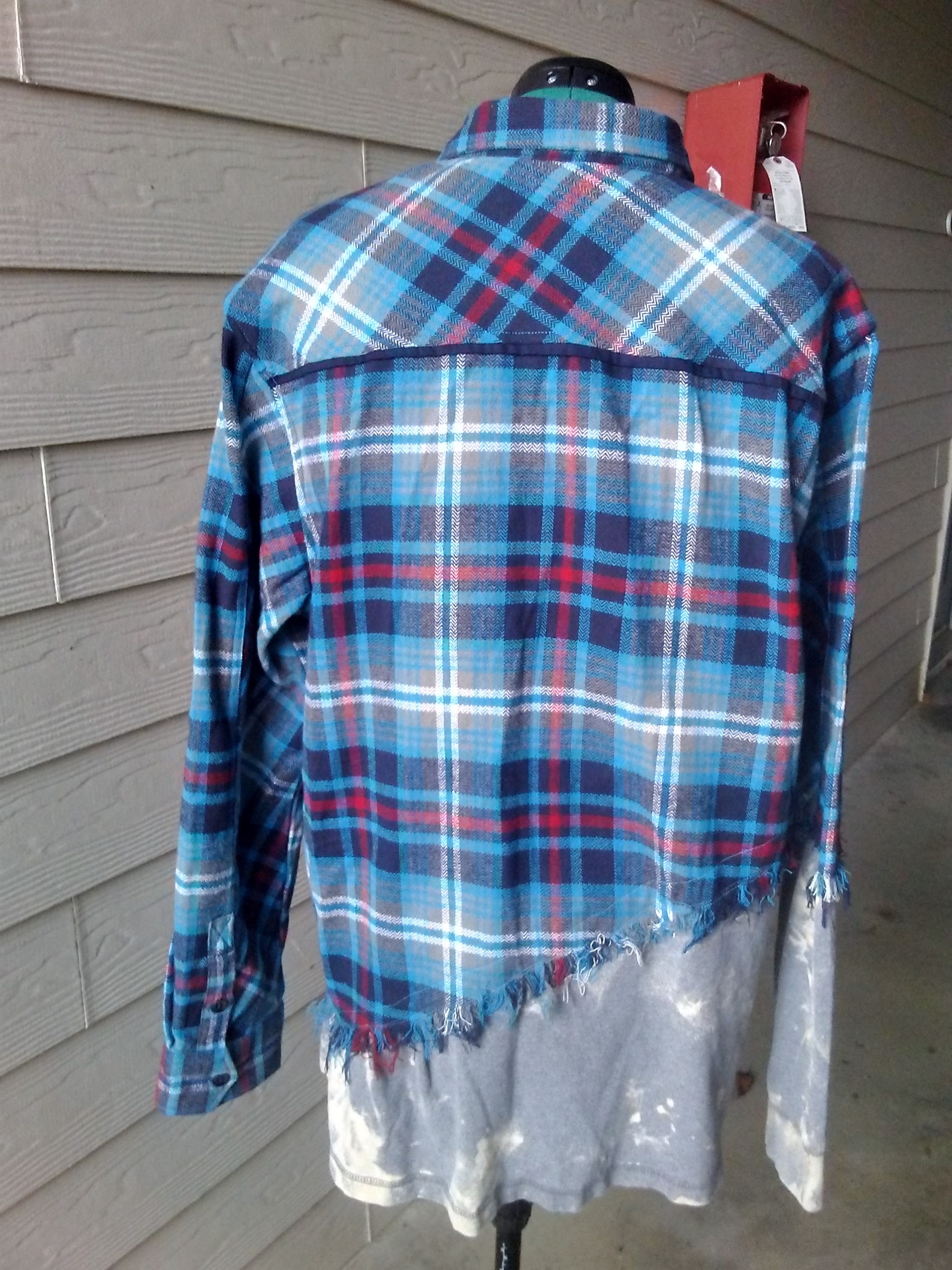 Men's Upcycled Split Plaid Shirt 2xl/slow Fashion Upcycle Shirt/red ...