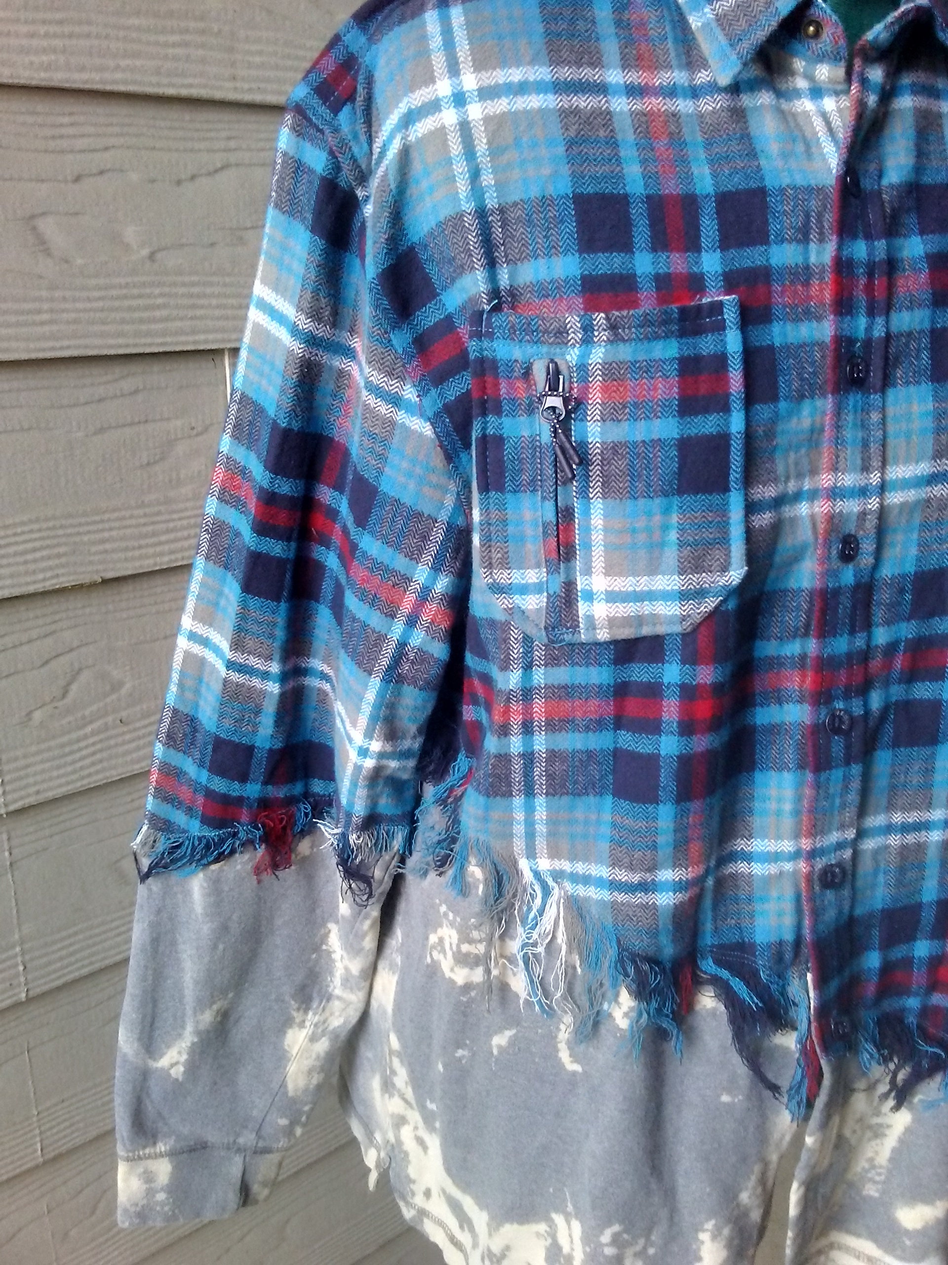 Men's Upcycled Split Plaid Shirt 2xl/slow Fashion Upcycle Shirt/red ...