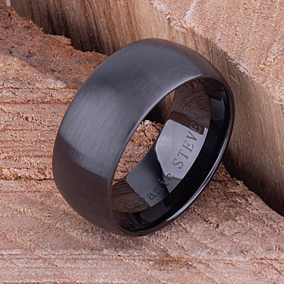 Ceramic Mens Wedding Ring or Mans Engagement Band 10mm, Anniversary ...