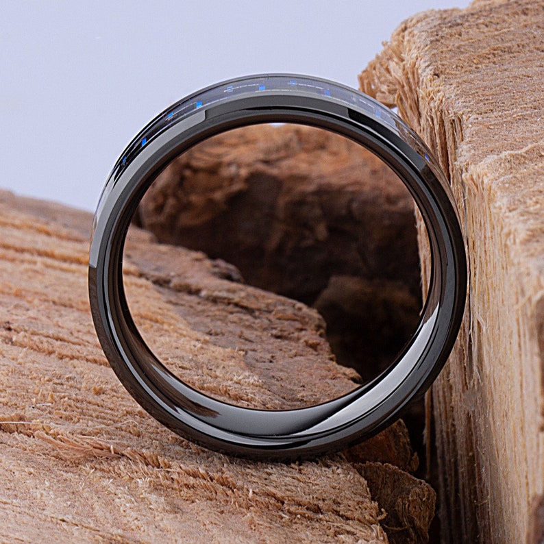 Black Ceramic Mens Wedding Ring or Engagement Band 8mm Carbon - Etsy