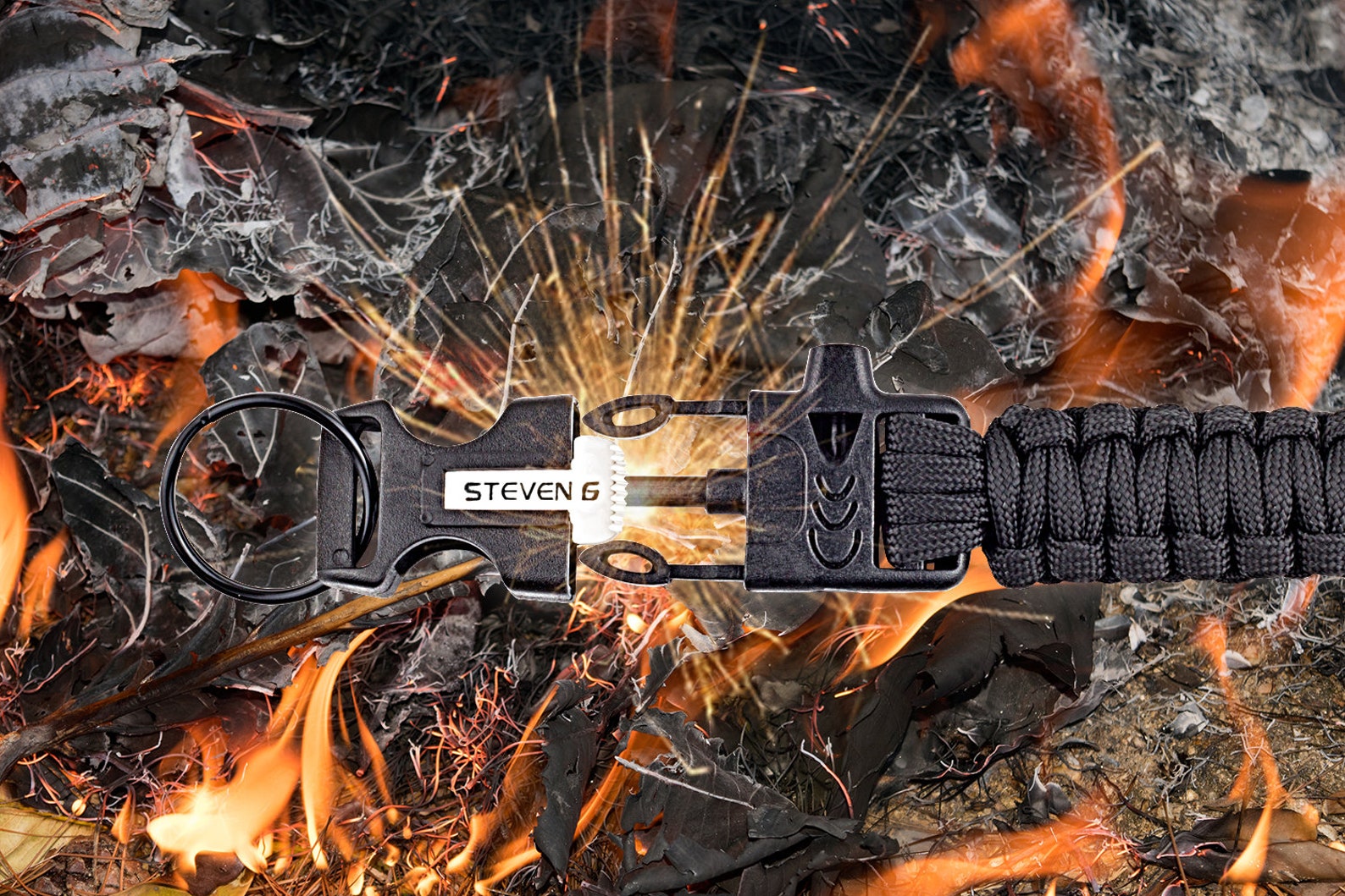 Paracord Carabiner Survival Keychain Hand Knotted With | Etsy