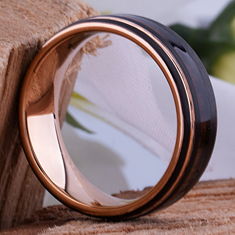 Black and Rose Gold Tungsten Carbide Wedding Band 8mm With - Etsy