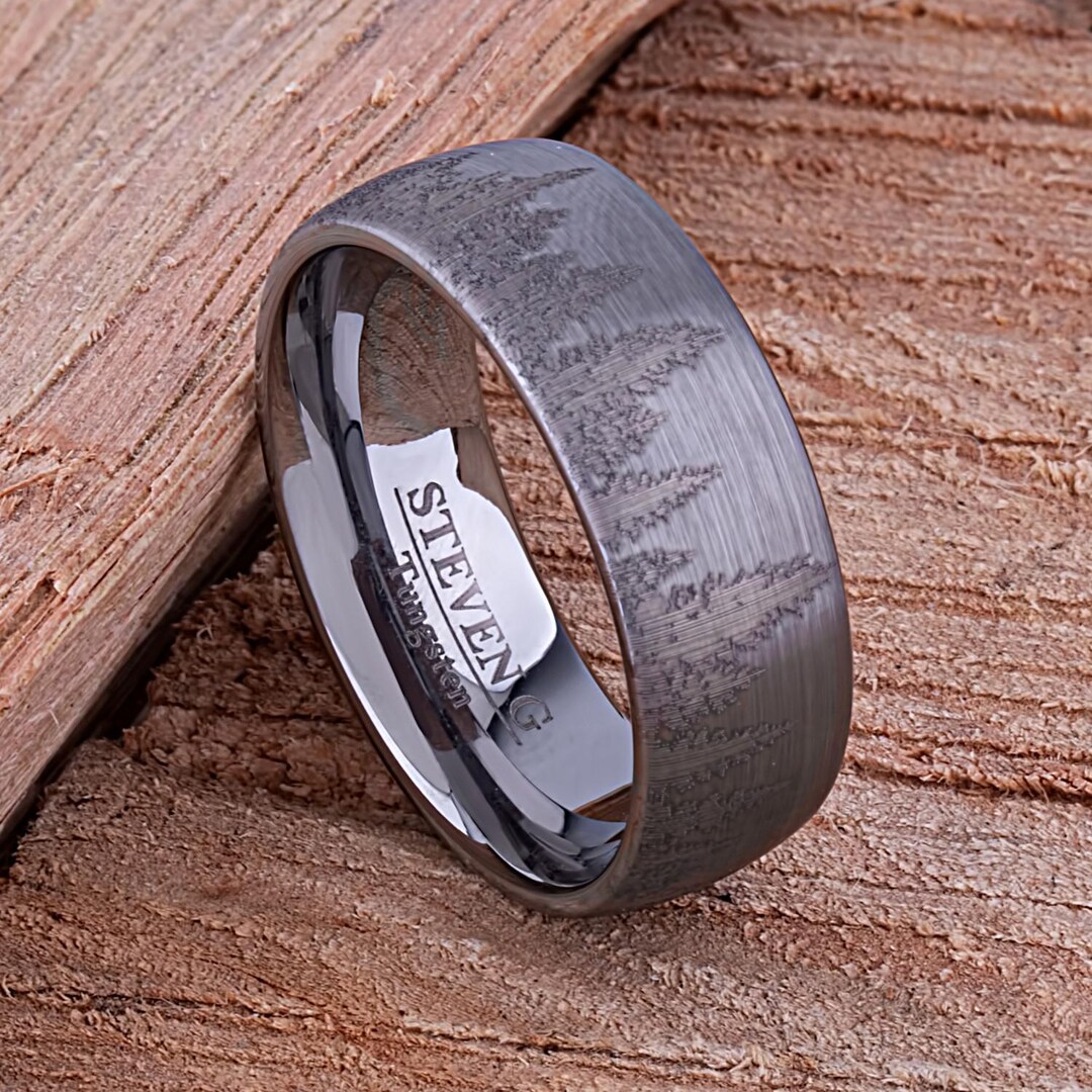 Forest Tungsten Ring: 8mm Wedding Band, Men's Promise Ring - Etsy