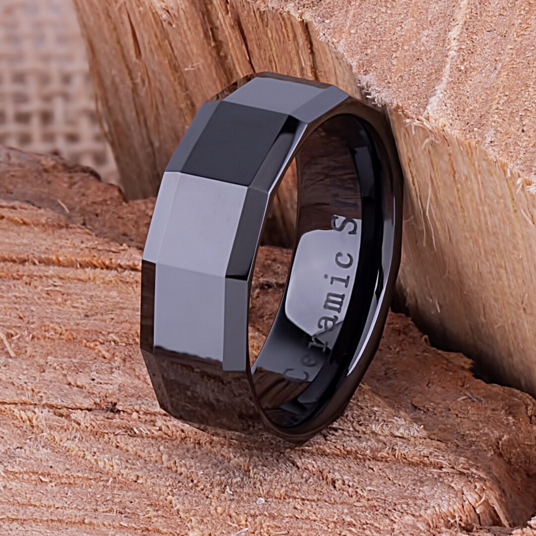 Alliance noire pour homme ou homme 8 mm, cadeau unique pour mari ...