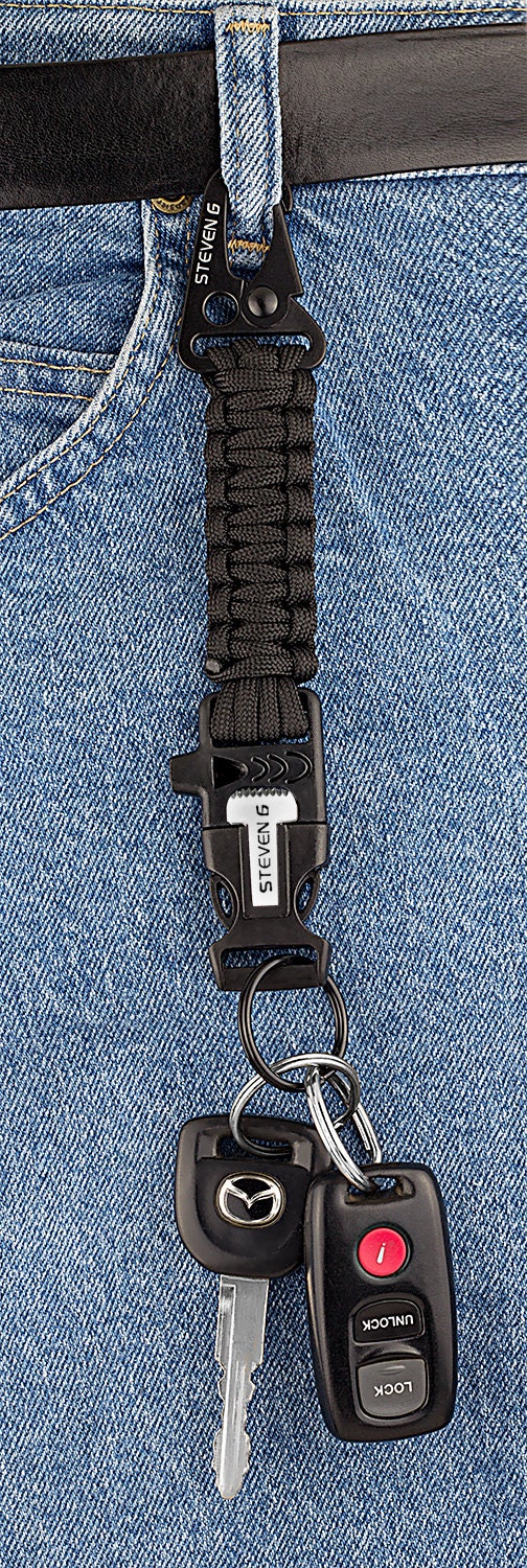 Paracord Carabiner Survival Keychain Hand Knotted With | Etsy