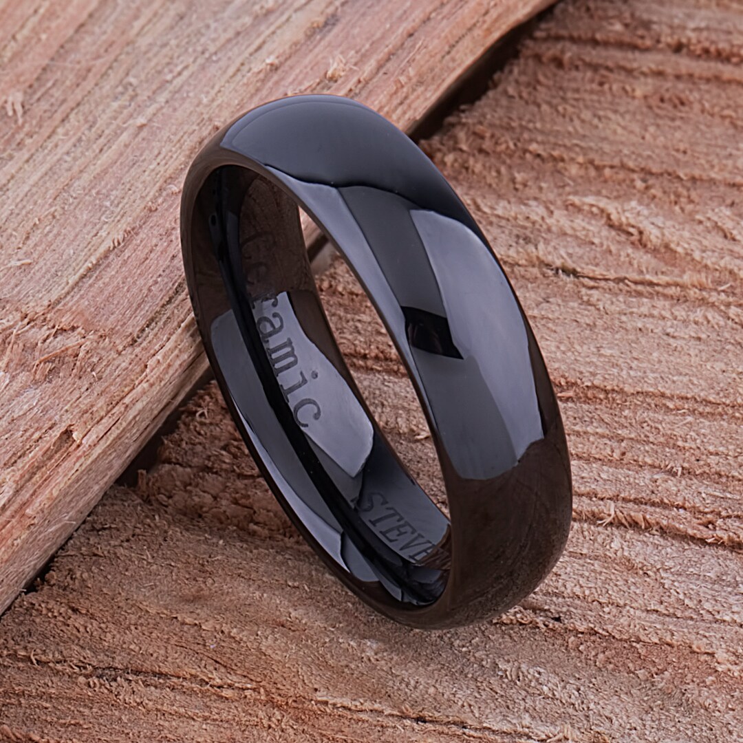 Ceramic Mans Engagement Ring or Mens Wedding Band 6mm, Promise Ring for ...