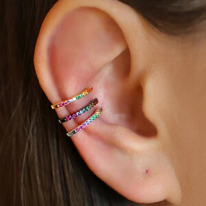 Rainbow Earrings • Black Earring • EAR CUFF • BEST Friend Gift • Silver ...