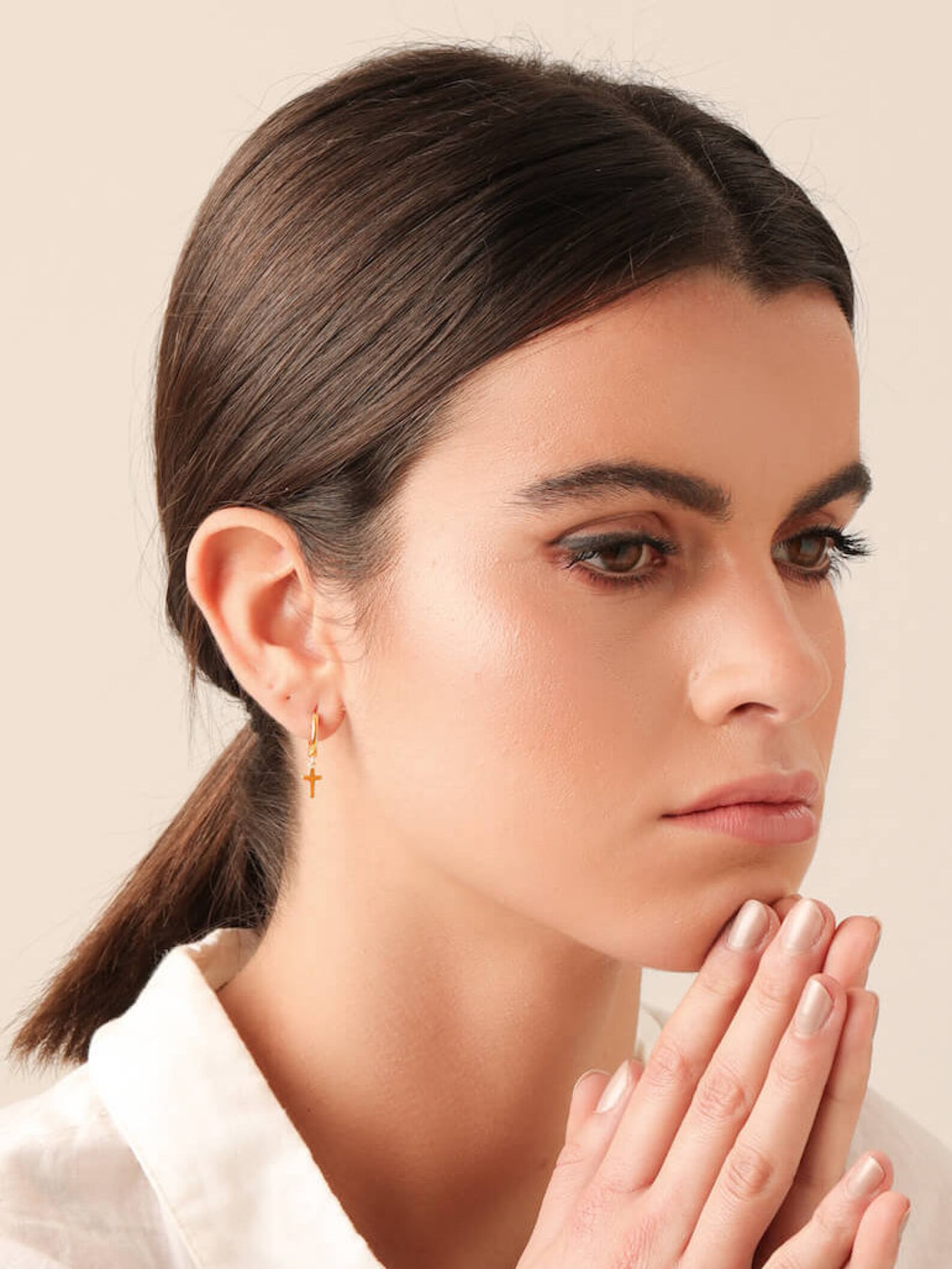 Cross Hoop Earrings, Unisex Huggie Hoops, Religious Jewelry - Etsy