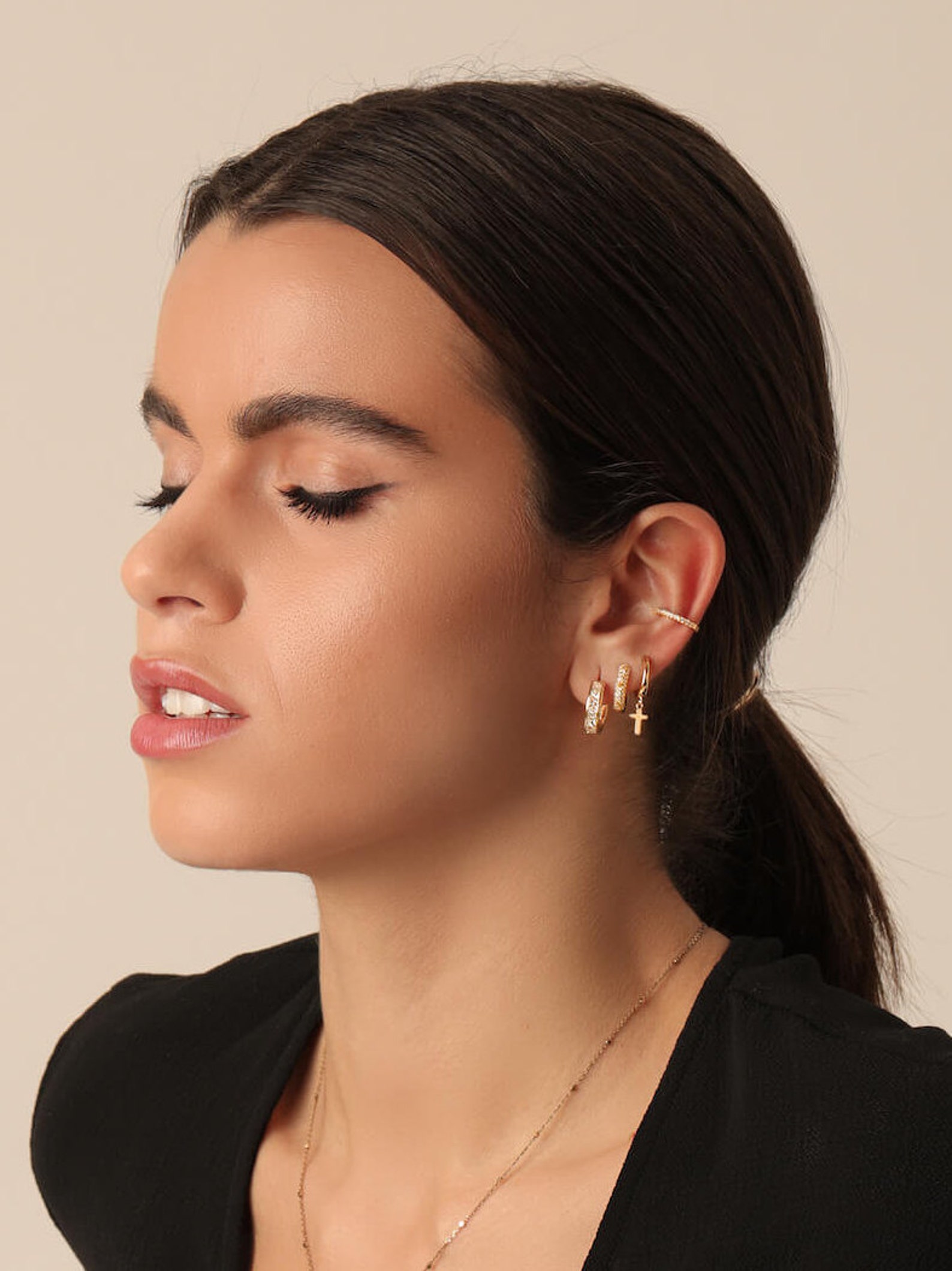 Cross Hoop Earrings, Unisex Huggie Hoops, Religious Jewelry - Etsy