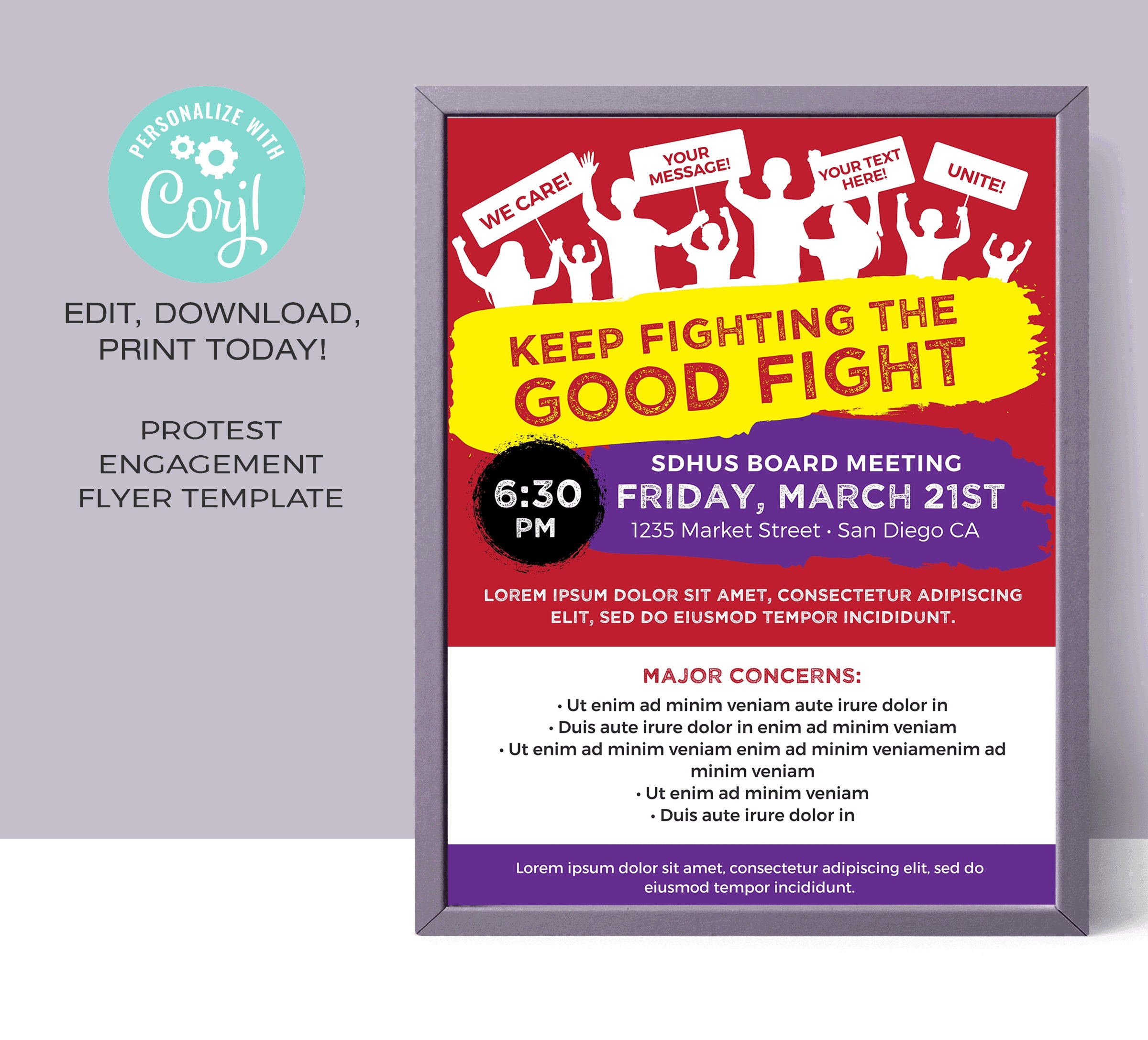 Protest Community Engagement Flyer Template Rally Flyer | Etsy