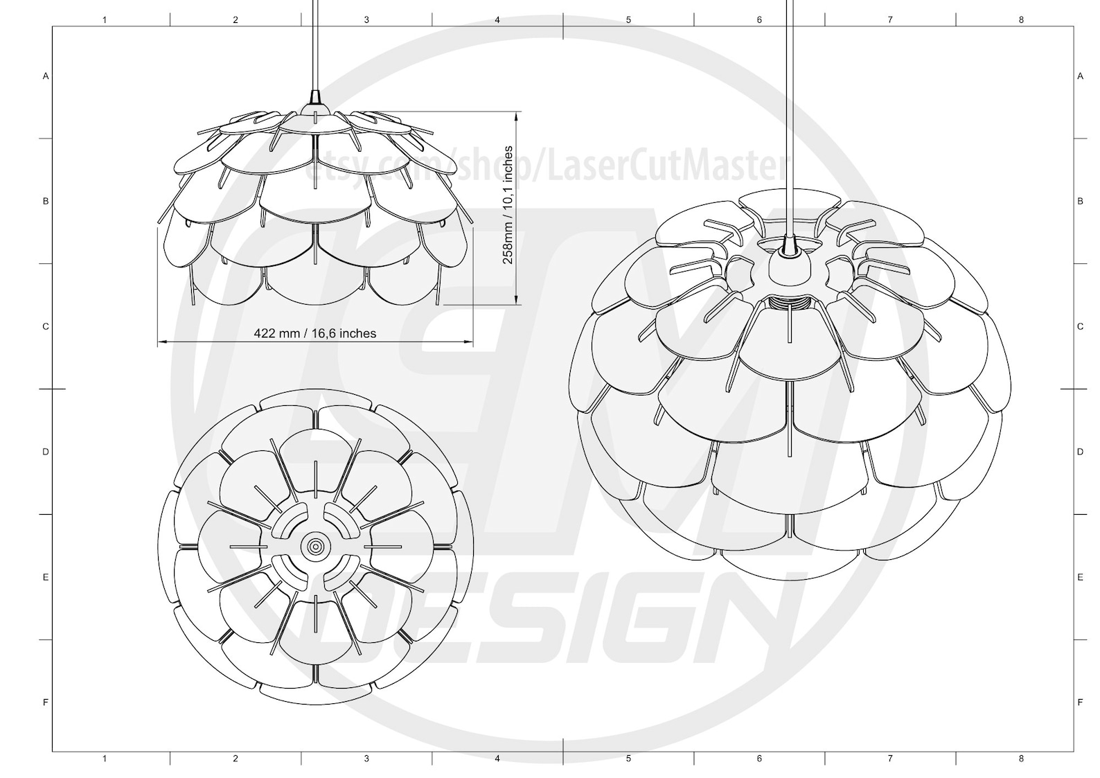 Laser cut lamp template Laser Cut Pinecone Lamp shade | Etsy