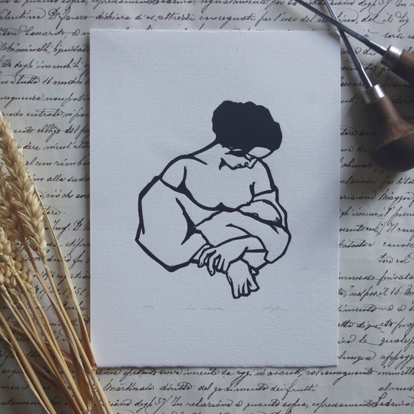 Linocut People Print - Etsy