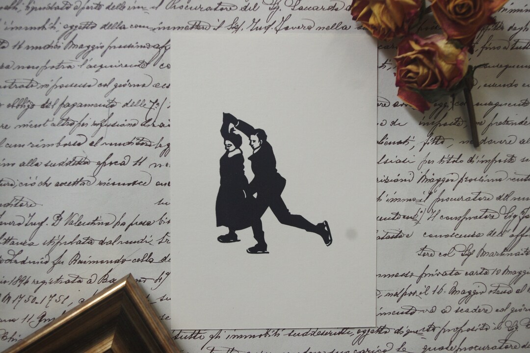 Little Skaters. Linocut. Post Card. Linocut. Hand Printed. Handmade ...