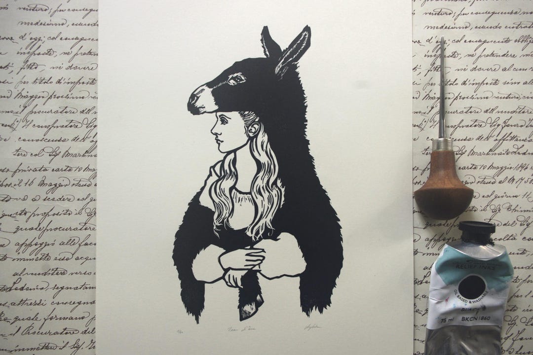 Donkey Skin Linocut. Hand Printed. Hand Printed Linocutprint - Etsy