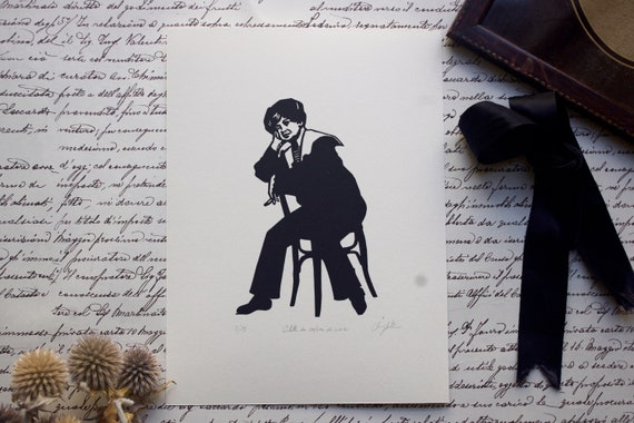 Linocut Colette in sailor costume. Hand printed. Linocut hand | Etsy