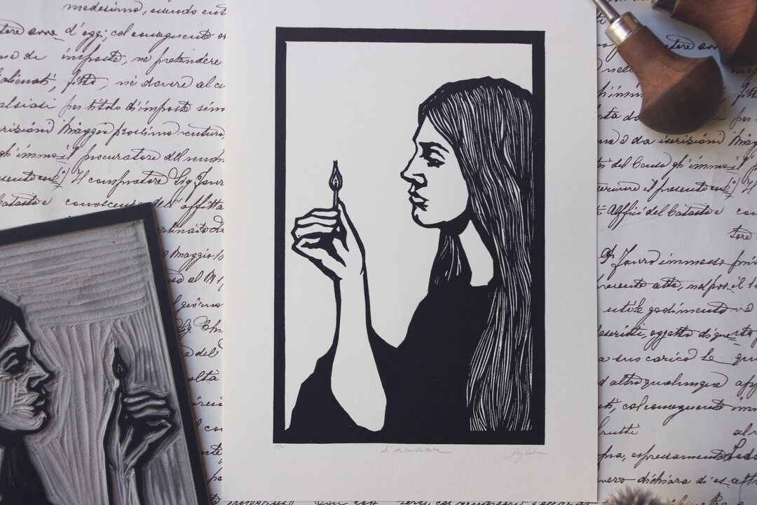 Linocut the Arsonist. Hand Printed Linocut. - Etsy