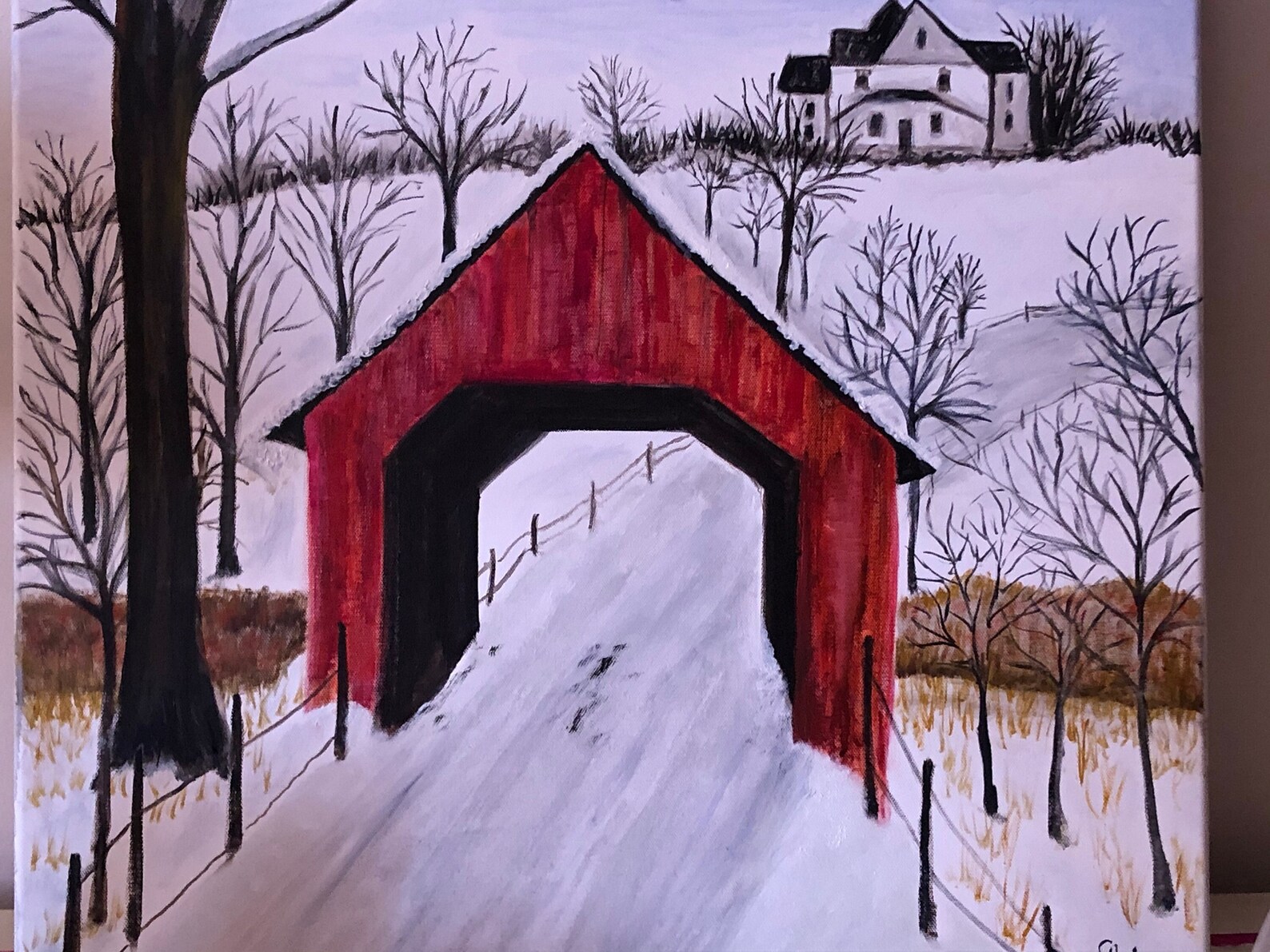 Red Covered Bridge - Etsy