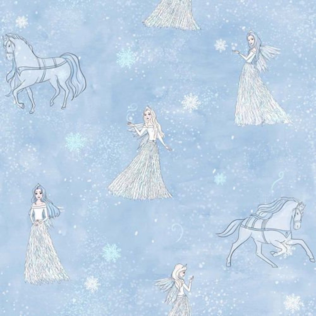 Cotton Fabric ~ Snow Queen Poplin From Katia With a Pale Blue ...