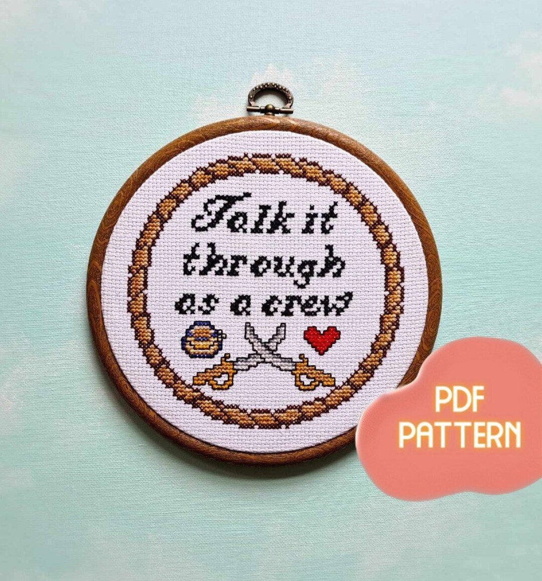 Talk It Through as a Crew PDF Digital Cross Stitch Pattern for 6 Inch ...