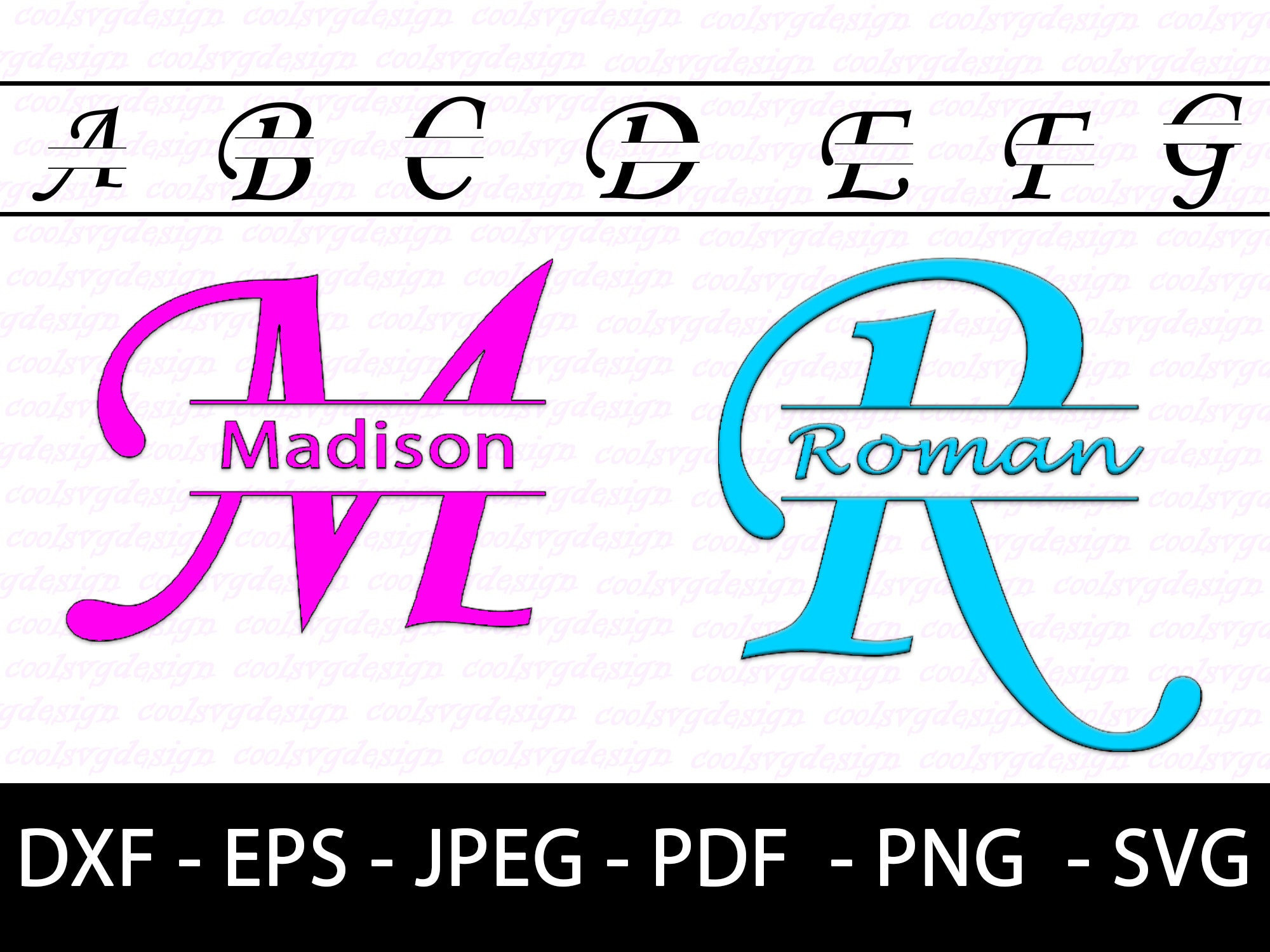 Split Monogram Frame Alphabet SVG, DXF, PNG, Split Monogram Alphabet ...