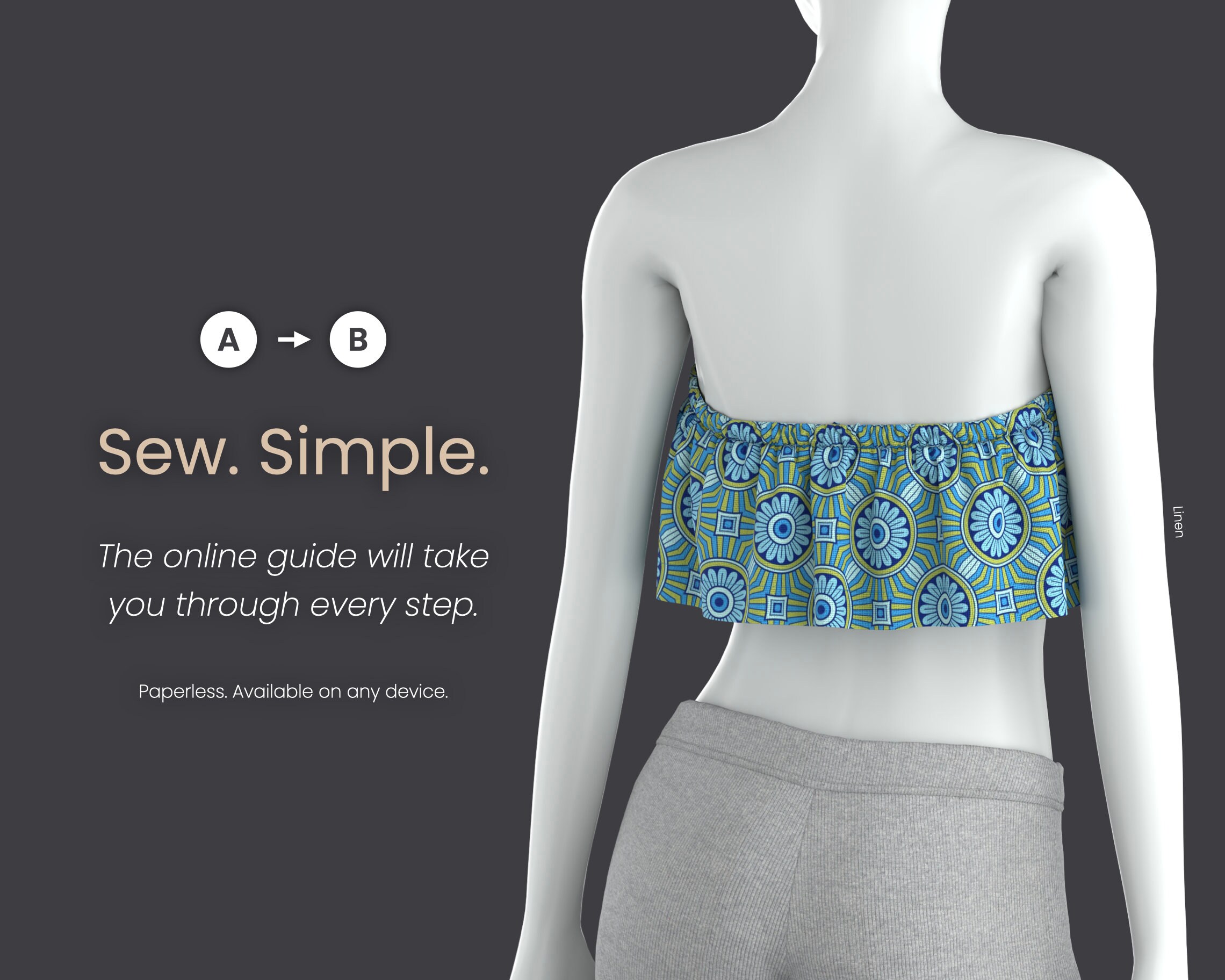 Tube Top Printable Sewing Pattern Style TW163 - Etsy