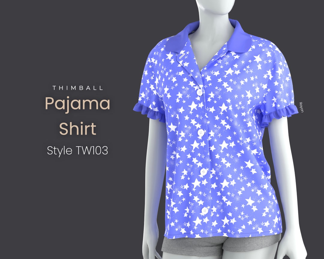 Pajama Shirt Printable Sewing Pattern Style TW103 - Etsy
