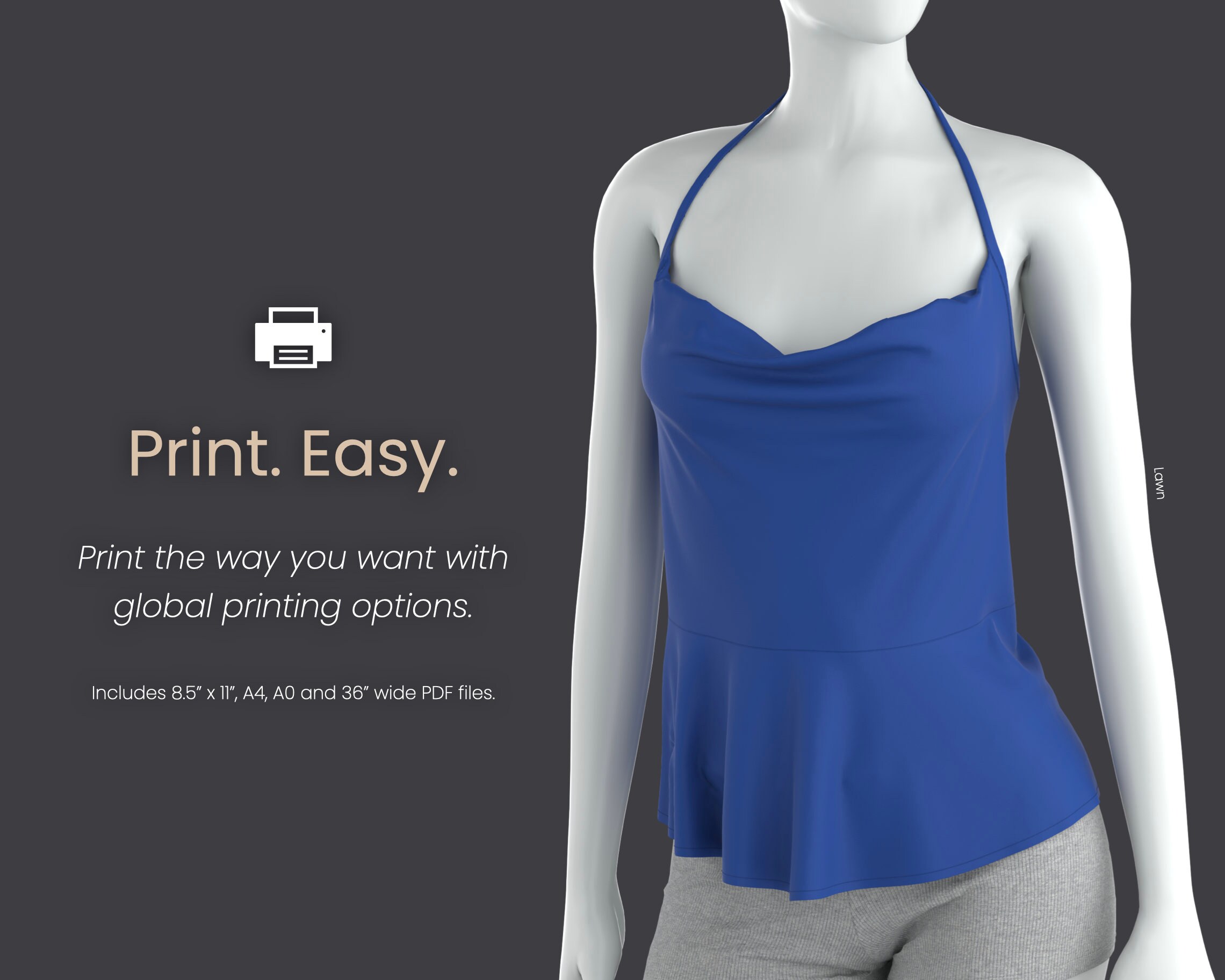 Halter Top Printable Sewing Pattern Style TW150 - Etsy