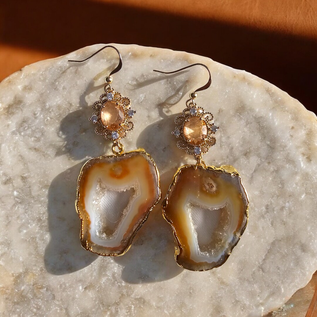 Amber Agate Earrings - Etsy