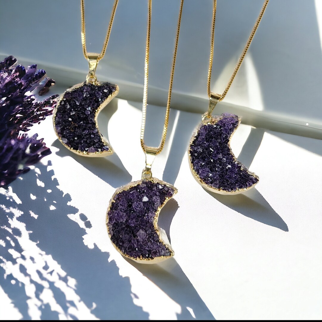 Amethyst Moon Necklace - Etsy