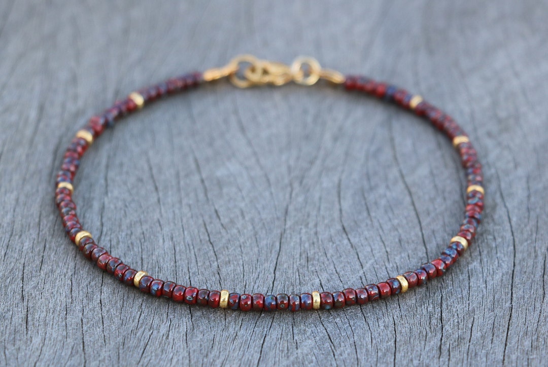 Bracelets for Women, Anklet, Boho Anklet, Red Beaded Bracelet, Beach ...