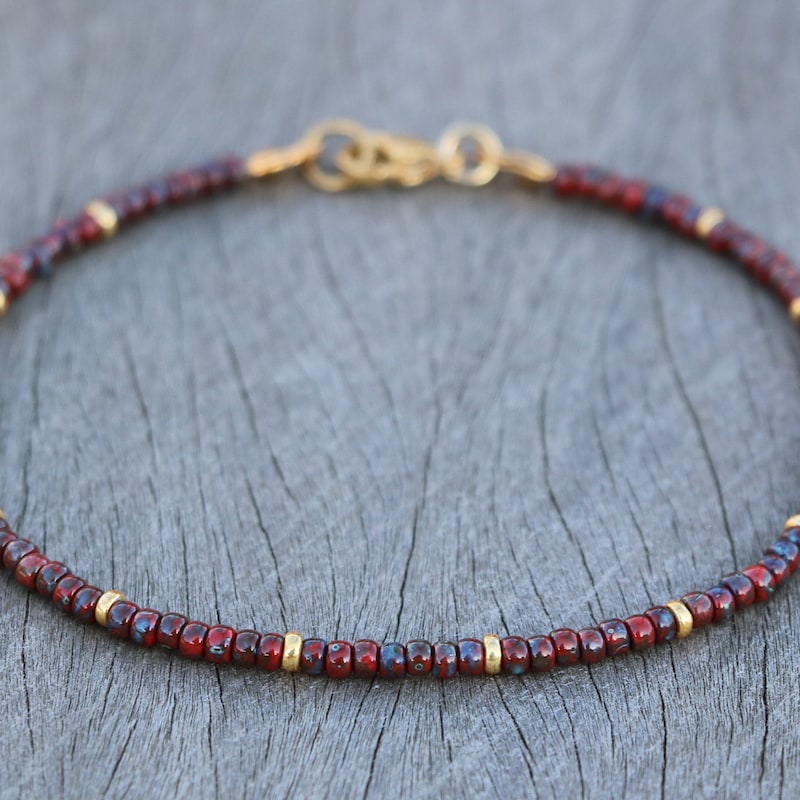 Red Beaded Bracelet - Etsy