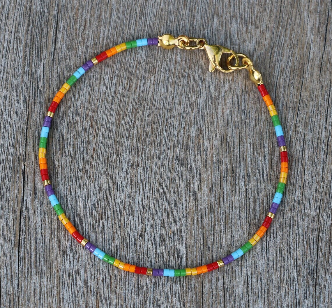 LGBTQ bracelet pride bracelet rainbow subtle pride beaded | Etsy