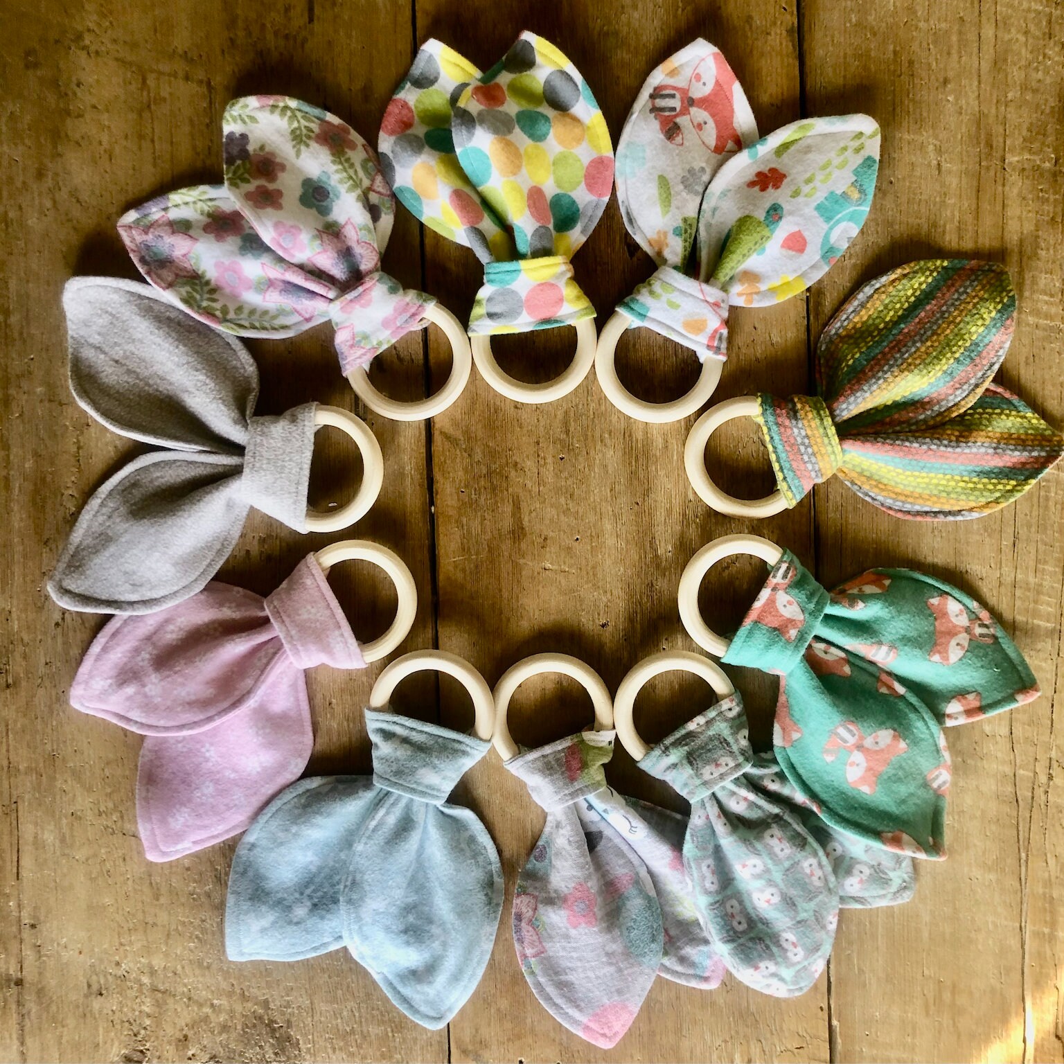 Bunny Teething Ring, Montessori Inspired, Baby Shower Gift, Natural ...