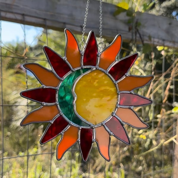 Stained Glass Sun and Moon - Etsy