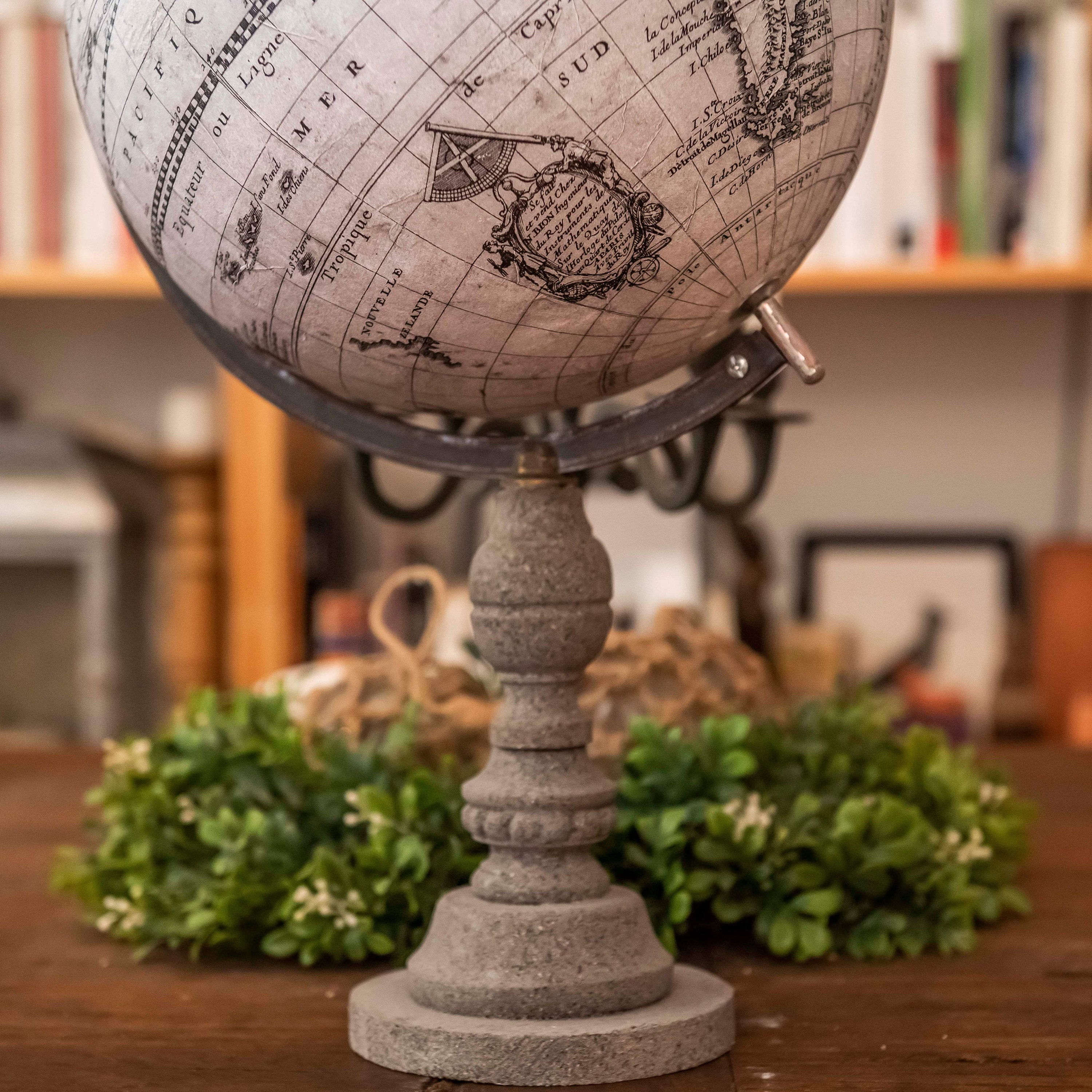 Handmade Globe Vintage Globe Terrestrial World Map, Desktop Globus ...