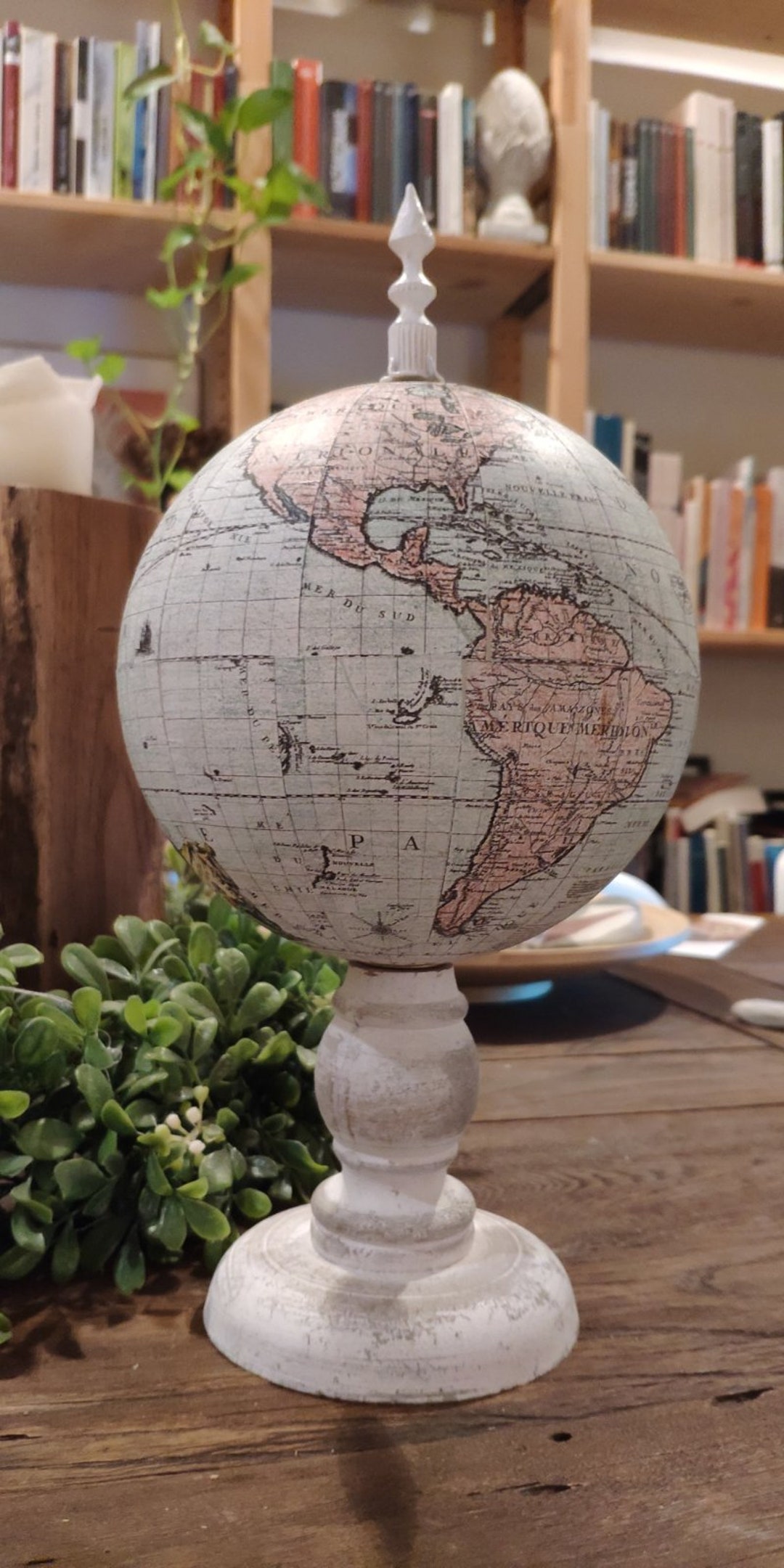 Handmade Globe Vintage Globe Terrestrial World Map, Desktop Globus ...