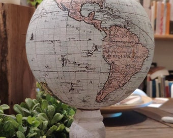 Globe Vintage Terrestrial, Handmade Globe, World Map, Desktop Globus ...