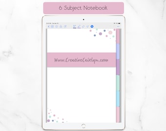 Dark Mode Digital 6 Subject Hyperlinked Notebook PDF Goodnotes Pink ...