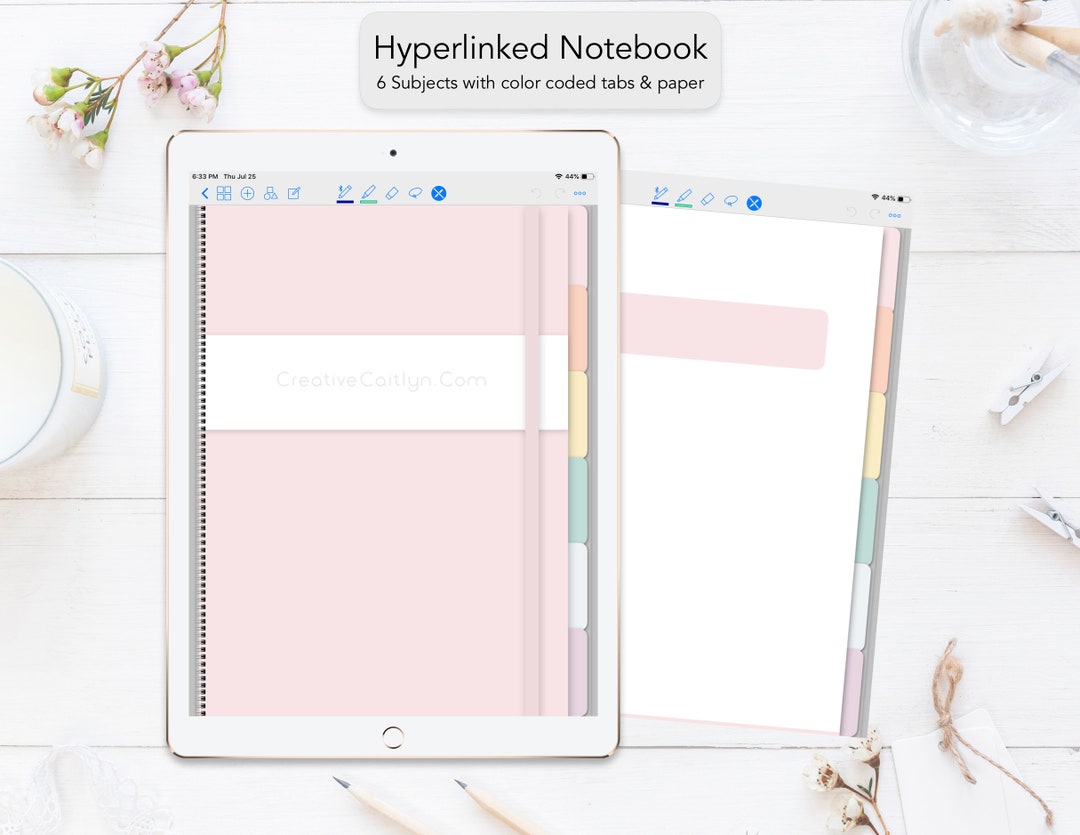 Digital 6 Subject Hyperlinked Notebook PDF Pastel Tabs - Etsy