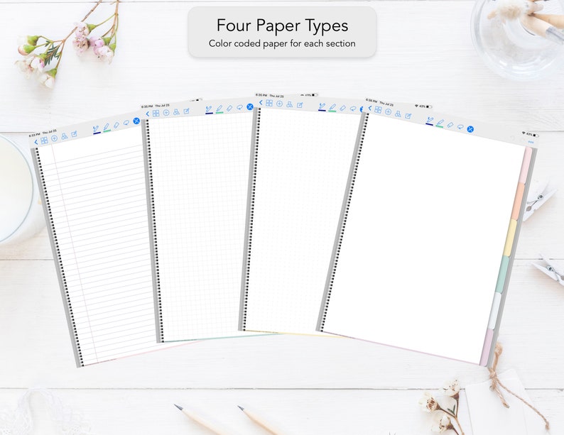 Digital 6 Subject Hyperlinked Notebook PDF Pastel Tabs - Etsy
