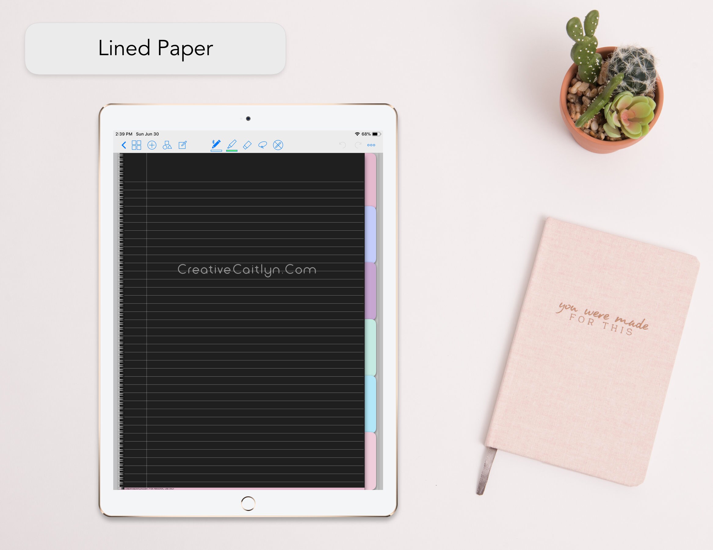 Dark Mode Digital 6 Subject Hyperlinked Notebook PDF Goodnotes Pink ...
