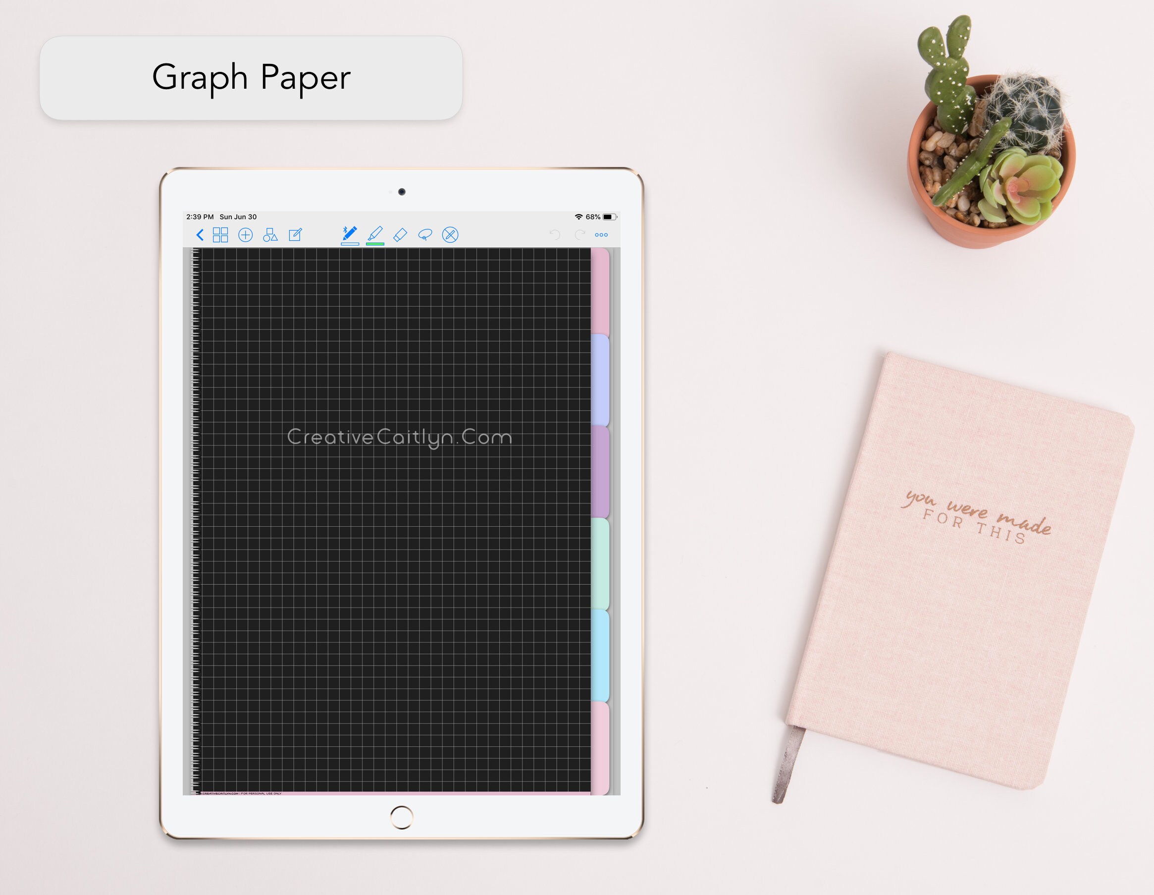 Dark Mode Digital 6 Subject Hyperlinked Notebook PDF Goodnotes Pink ...