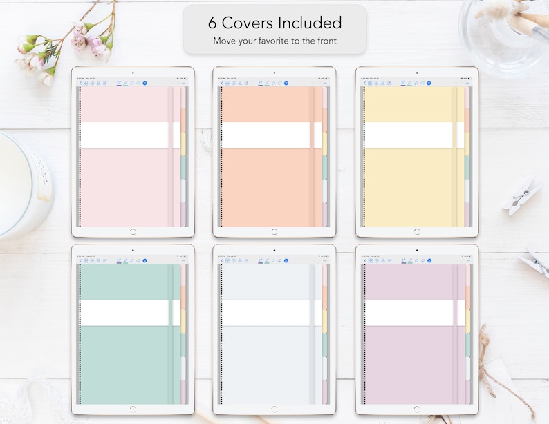 Digital 6 Subject Hyperlinked Notebook PDF Pastel Tabs - Etsy