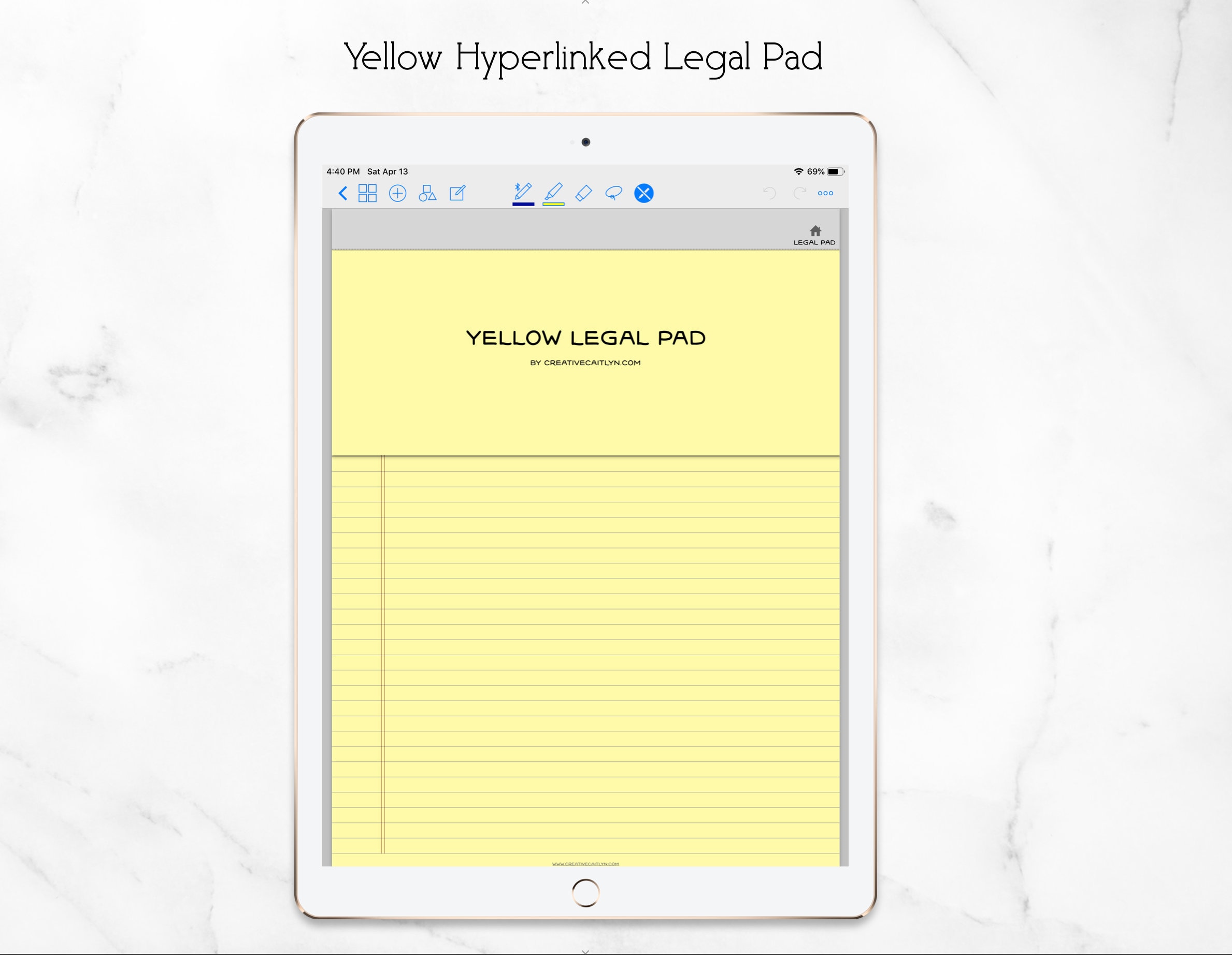 Digital Legal Pad PDF Goodnotes Hyperlinked Yellow - Etsy