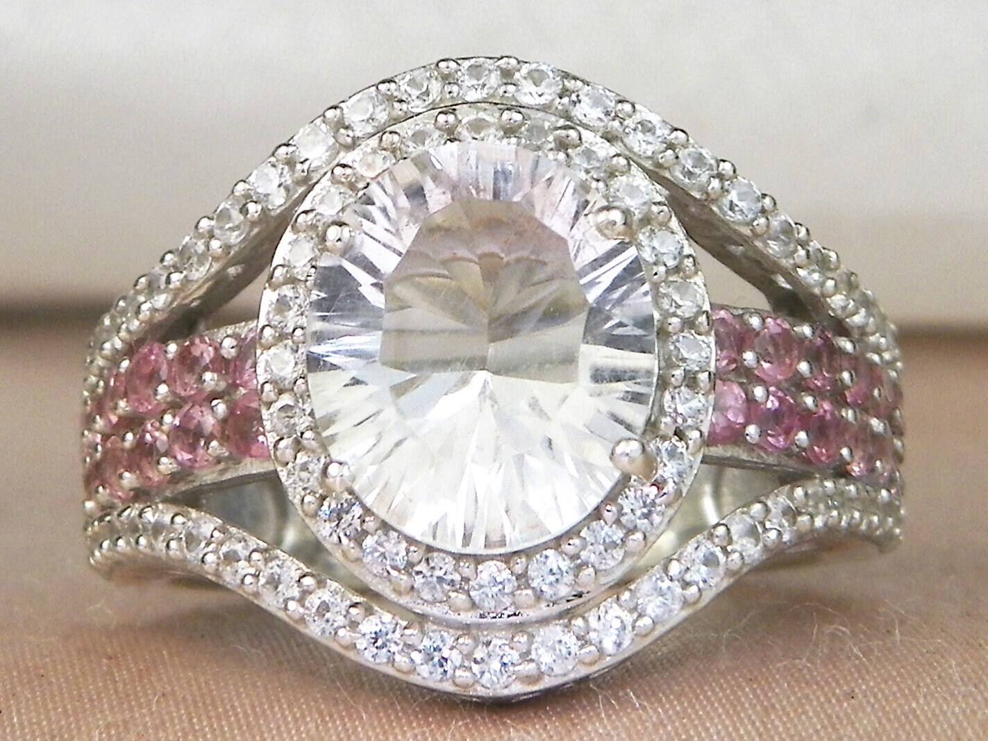 Chuck Clemency STS Sterling Silver Pink & White Topaz Band - Etsy