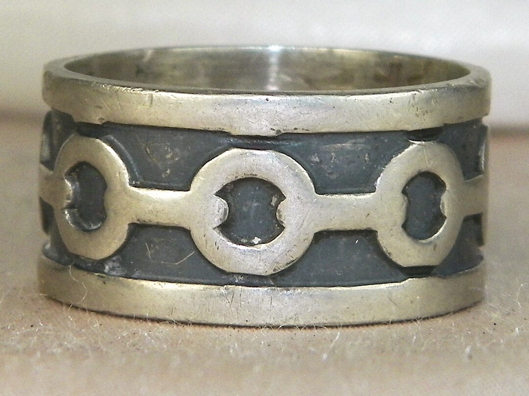 Men's Sterling Silver Black & Silver Band Fine Ring - Etsy