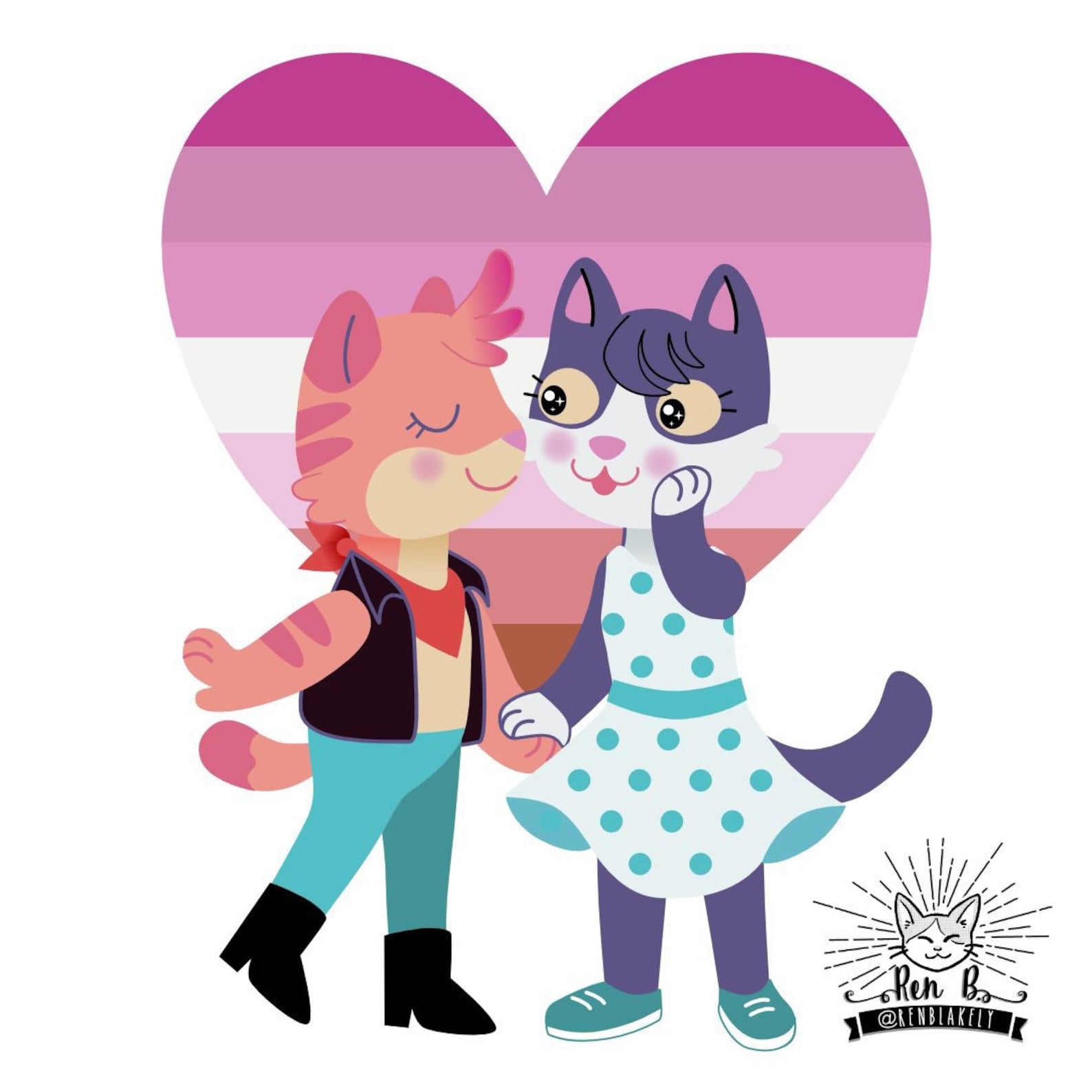 Lesbian Cats 8x10 Art Print - Etsy