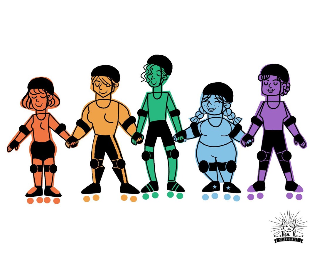 Rainbow Pride LGBT Roller Derby Skaters 8x10 Art Print - Etsy