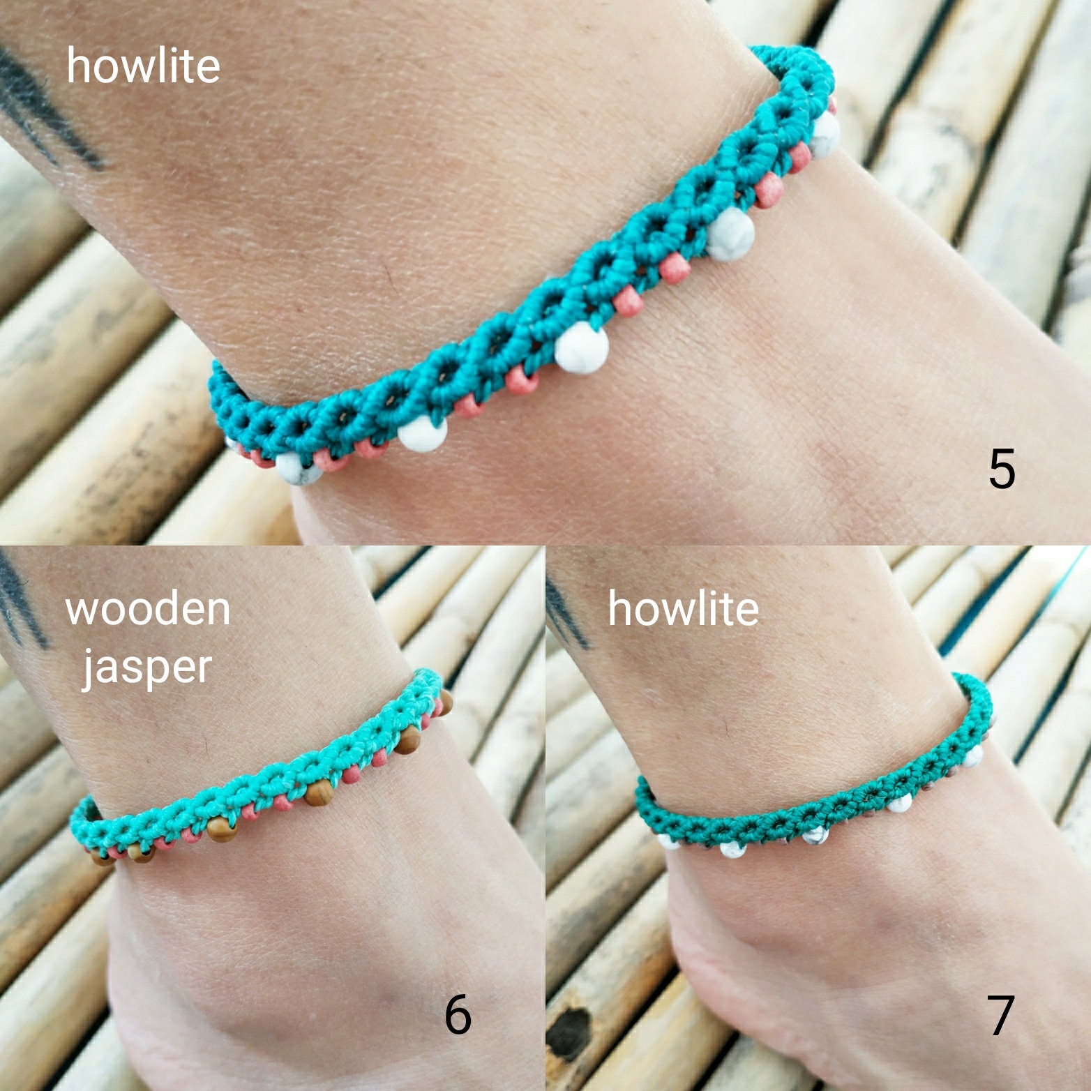 Macrame Anklet With Gemstones and Beads Handmade Anklet - Etsy